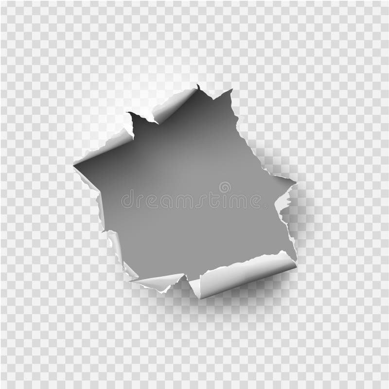 Hole Torn in Ripped Paper on Transparent Stock Illustration ...