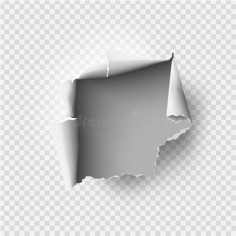 Hole Torn in Ripped Paper on Transparent Stock Illustration ...