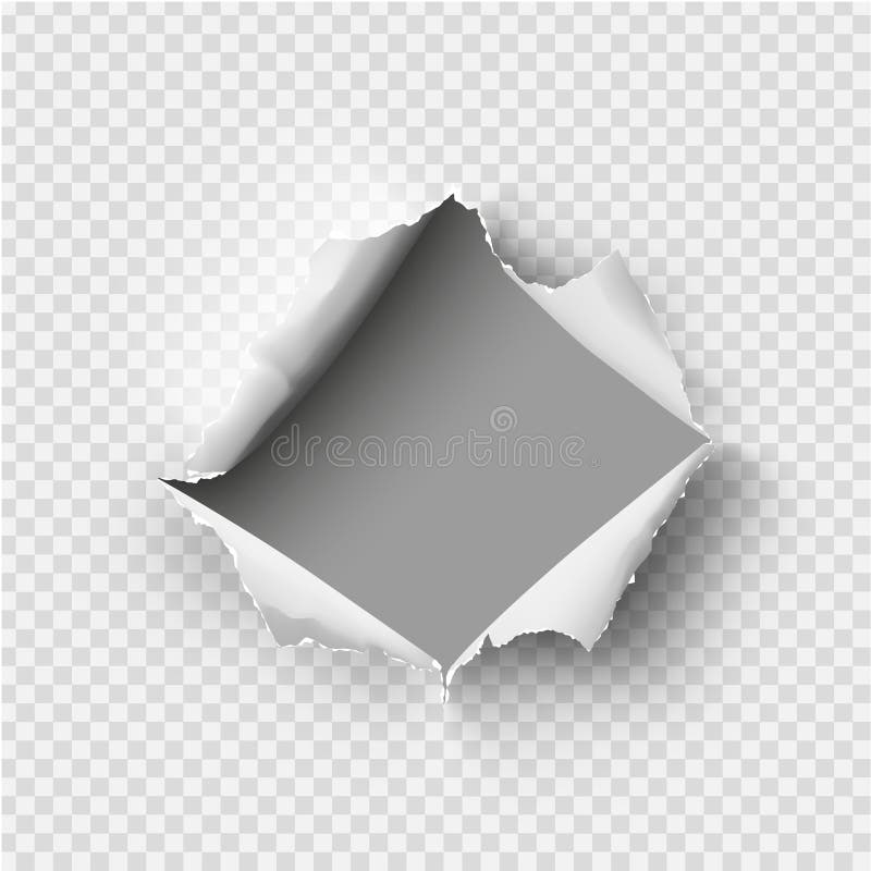 Hole Torn in Ripped Paper on Transparent Stock Illustration ...