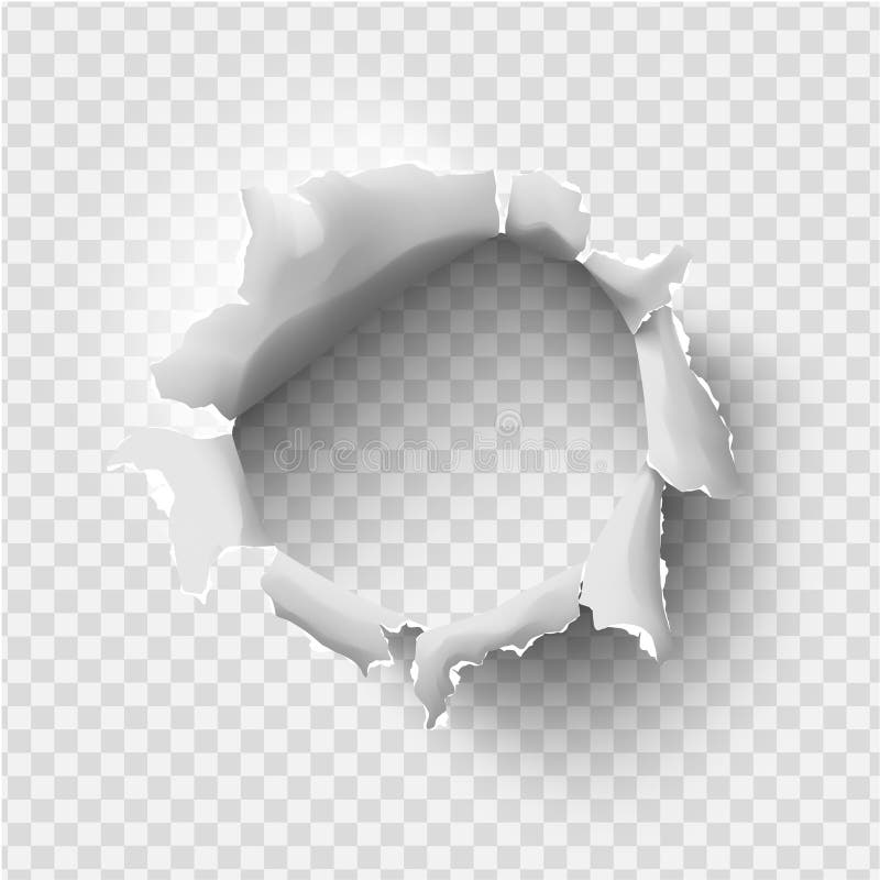 Ragged Hole Torn in Ripped Paper on Transparent Stock Illustration ...