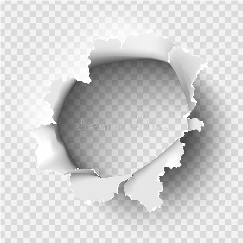 Hole Torn in Ripped Paper on Transparent Stock Illustration ...