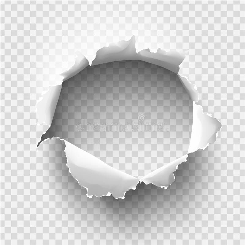 Ragged Hole Torn in Ripped Paper on Transparent Background Stock Vector ...