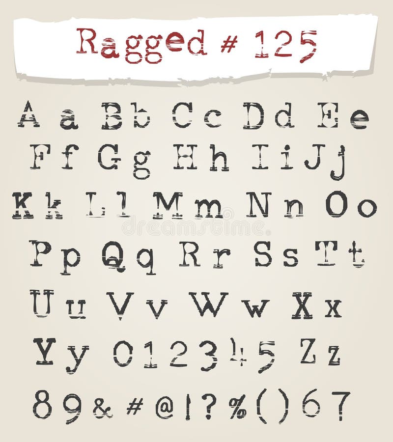 Ragged Typewriter Hand Drawn Font Stock Vector - Illustration of ...