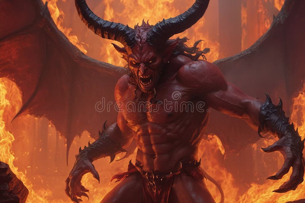 Raging Devil in Fire of Hell Stock Illustration - Illustration of darkness, devil: 309093994