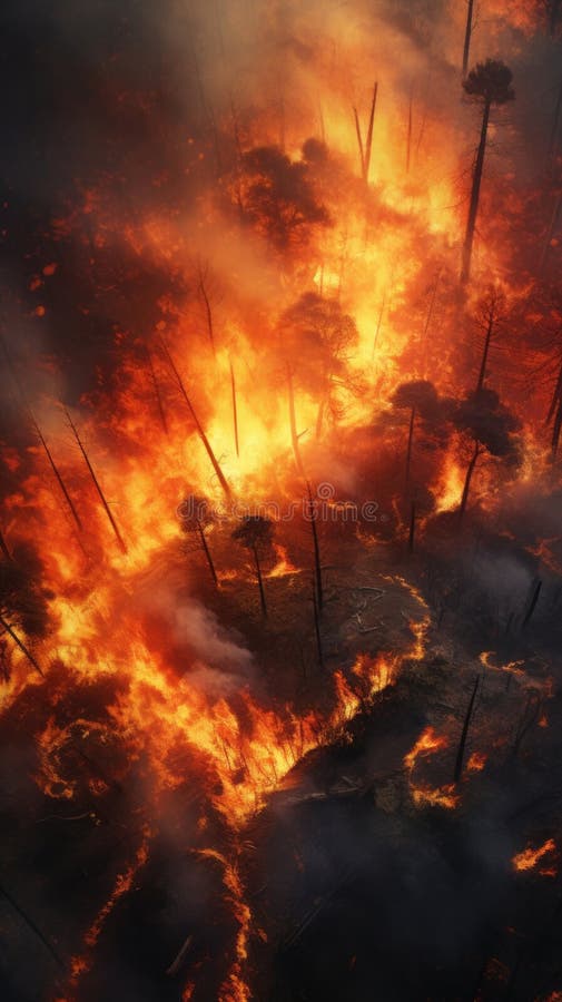 A Raging Fire Engulfing a Dense Forest, Creating a Dramatic and ...