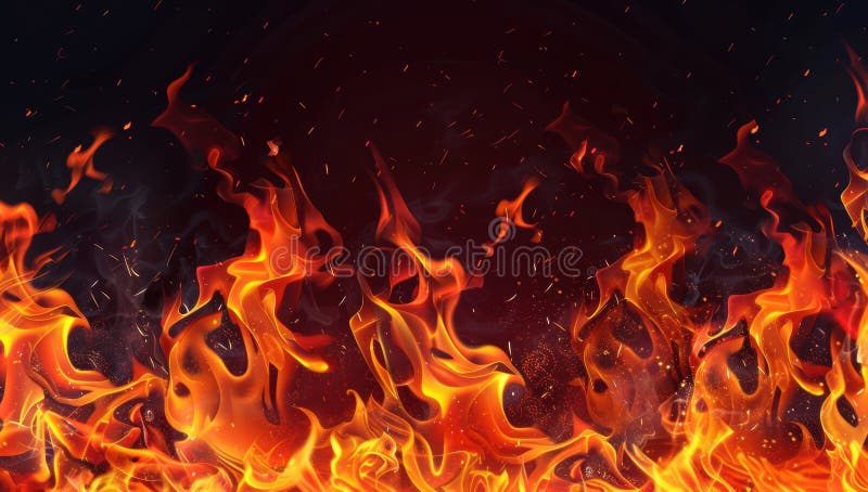 Raging Fire with Flames and Sparks Stock Illustration - Illustration of ...