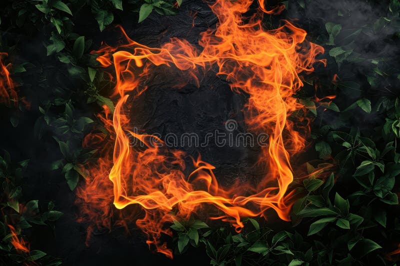 Raging Fire Surrounded by Lush Greenery Stock Illustration ...