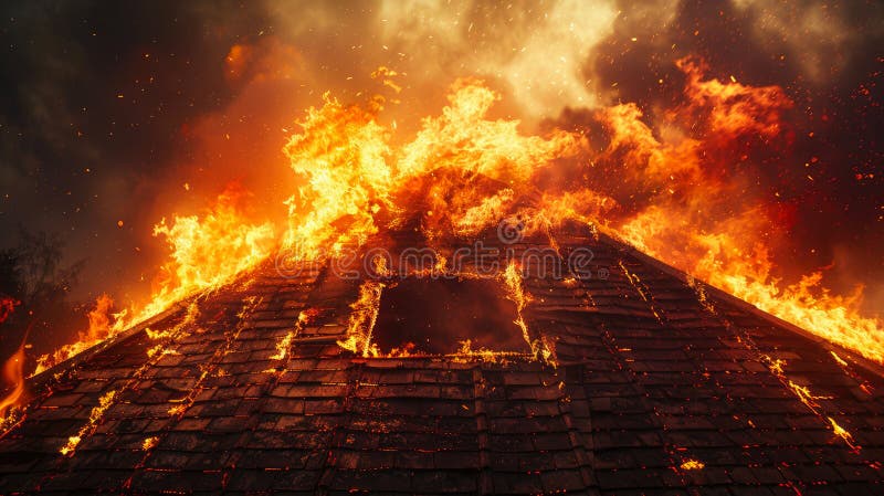 Raging Flames on an Aged Structure. Stock Illustration - Illustration ...