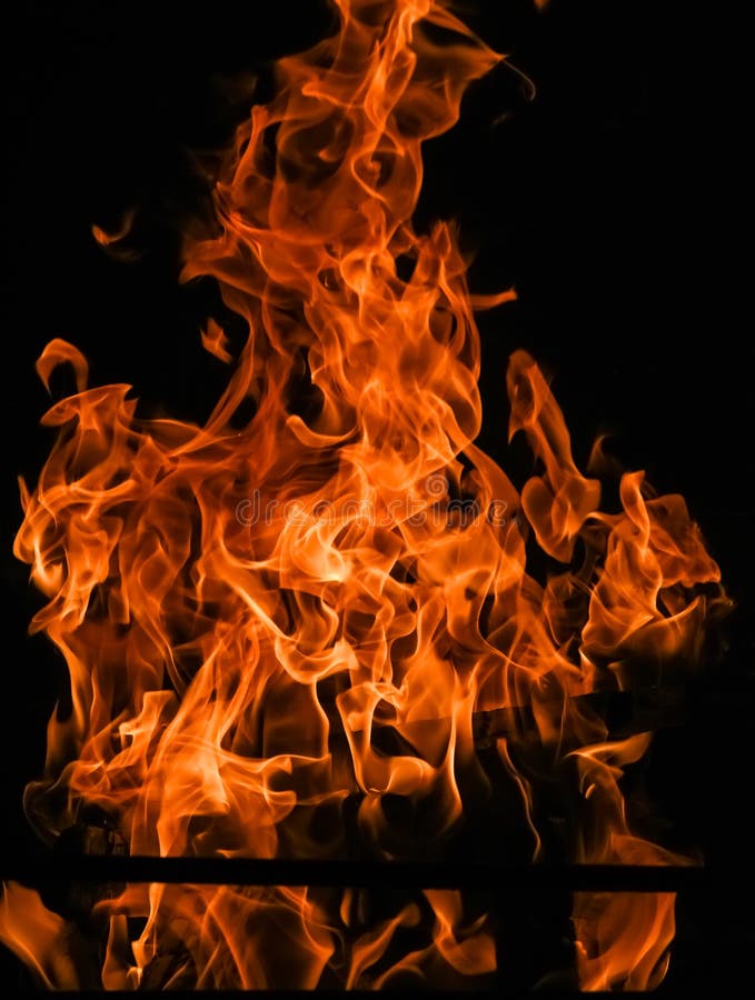 Raging Flames Red Fire Black Background Stock Photo - Image of passion ...