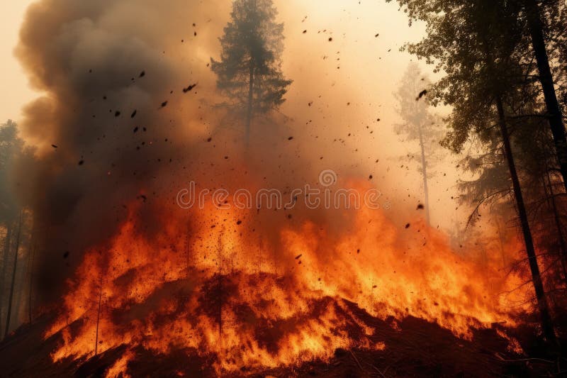 Raging Forest Fire - AI Generated Stock Illustration - Illustration of ...