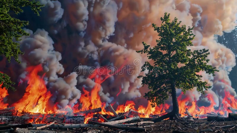 Raging Forest Fire with Dramatic Smoke and Flames, Environmental Danger ...