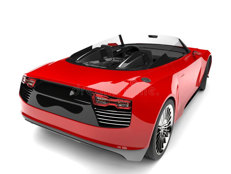 Raging Red Modern Convertible Sports Super Car - Side View Stock ...