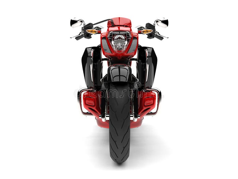 Raging Red Modern Chopper Motorcycle - Front View Stock Illustration ...