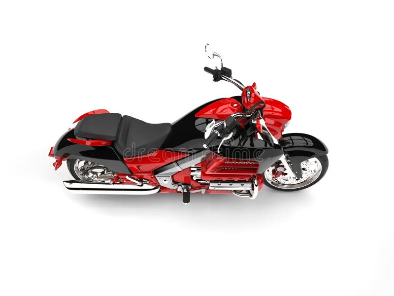 Raging Red Modern Chopper Motorcycle - Top Down Side View Stock ...