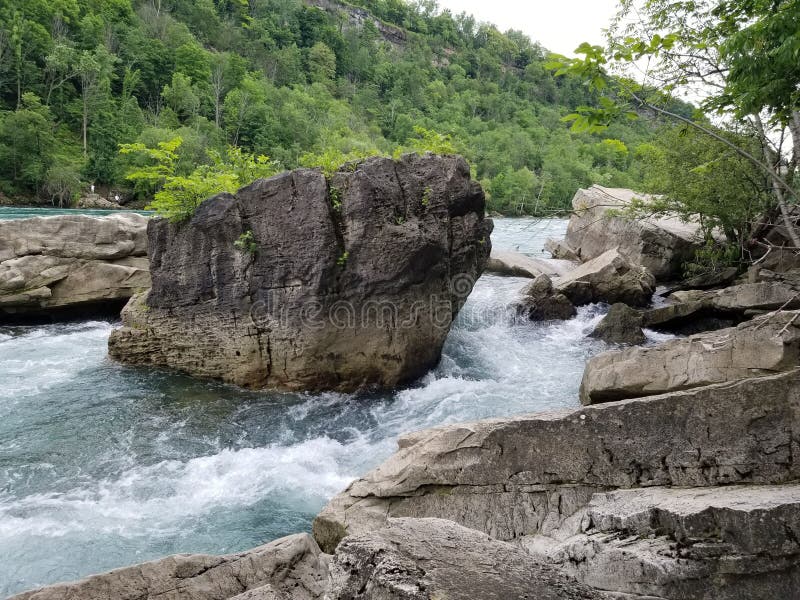 Raging River with Big Rocks in Niagara Falls, Canada Stock Photo ...