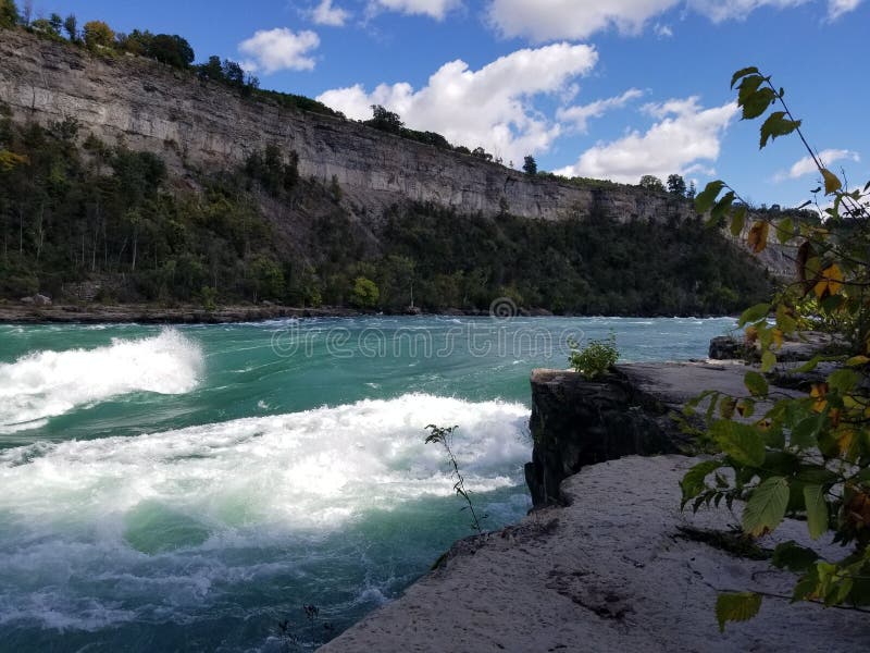 Raging River with Big Rocks in Niagara Falls, Canada Stock Image ...