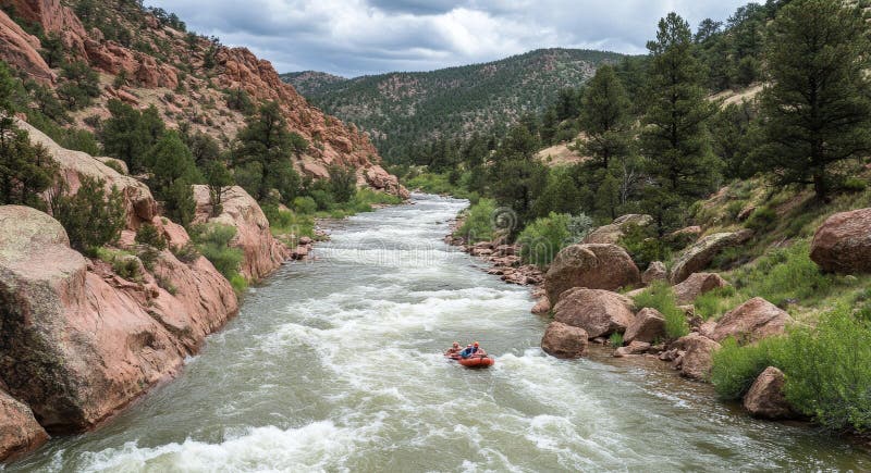 Raging River Flowing through Rocky Terrain As Seen from an Aerial ...