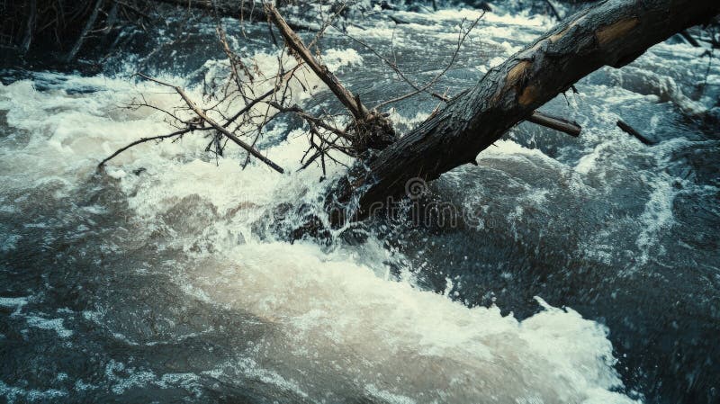 Raging River with Strong Currents and Flooded Waters in Natural Setting ...
