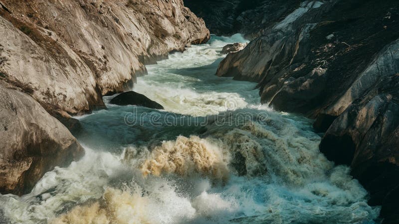 Raging River Torrent through a Narrow Canyon Stock Illustration ...