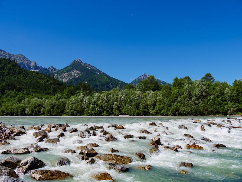Raging River Water with Big Rocks Stock Photo - Image of landscape ...