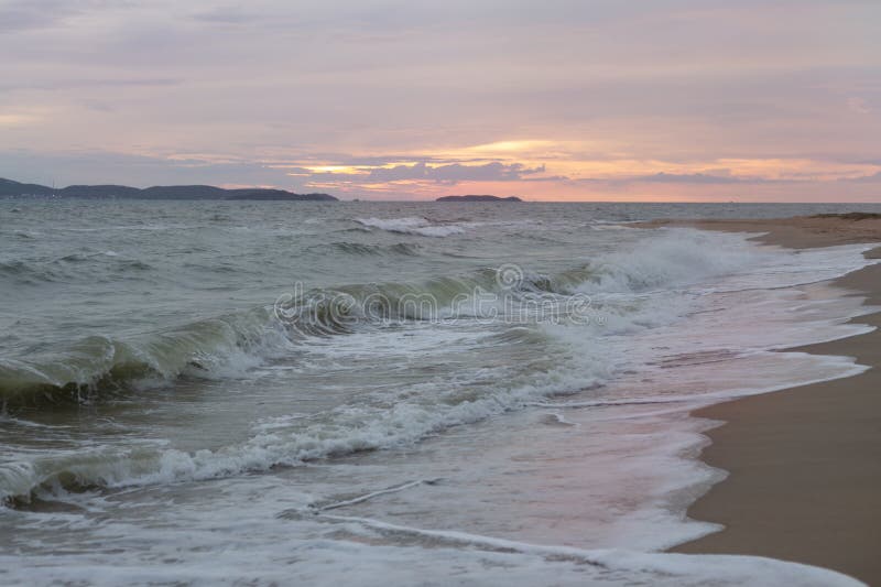 Raging Sea with Sunset Sky Background Stock Image - Image of travel ...