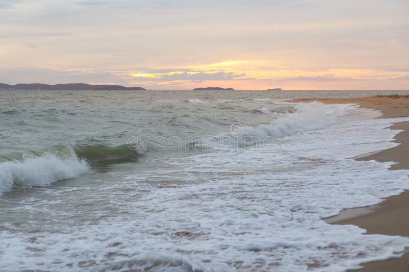 Raging Sea with Sunset Sky Background Stock Image - Image of travel ...