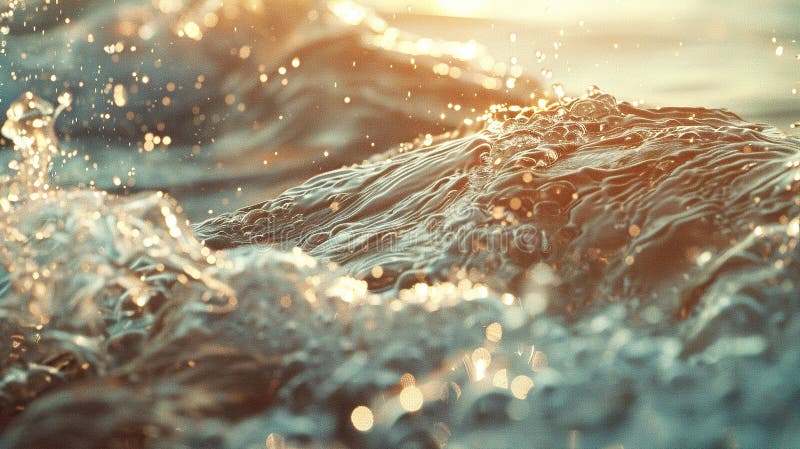 Raging Sea with Waves and Splash, Top View. Stock Illustration ...