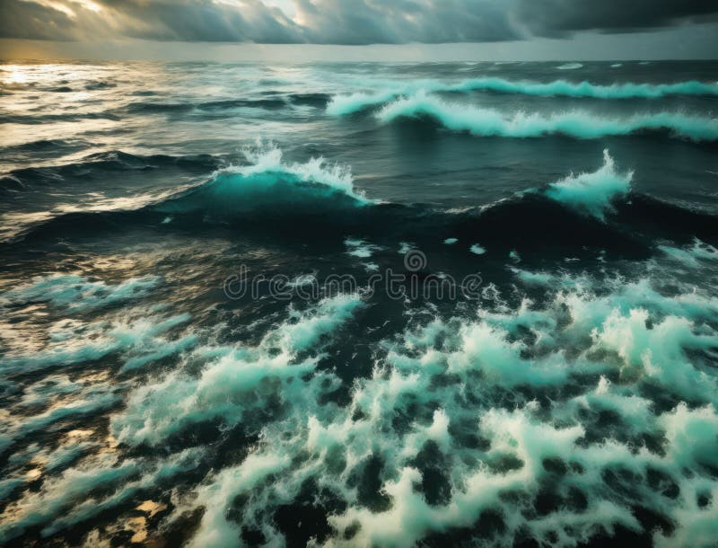 Raging Sea with Waves during a Storm on a Winter Day. Sea Elements ...