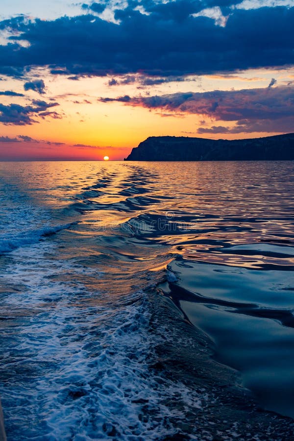 Raging Sea Waves at Sunset in the Ocean. Stock Image - Image of calm ...