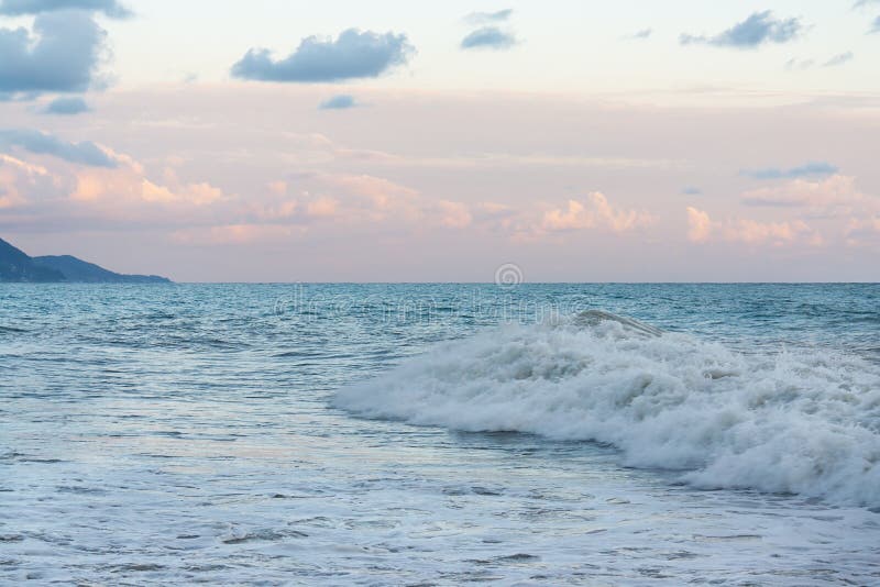 Raging Surf Waves on the Beach in the Evening after Storm of the ...