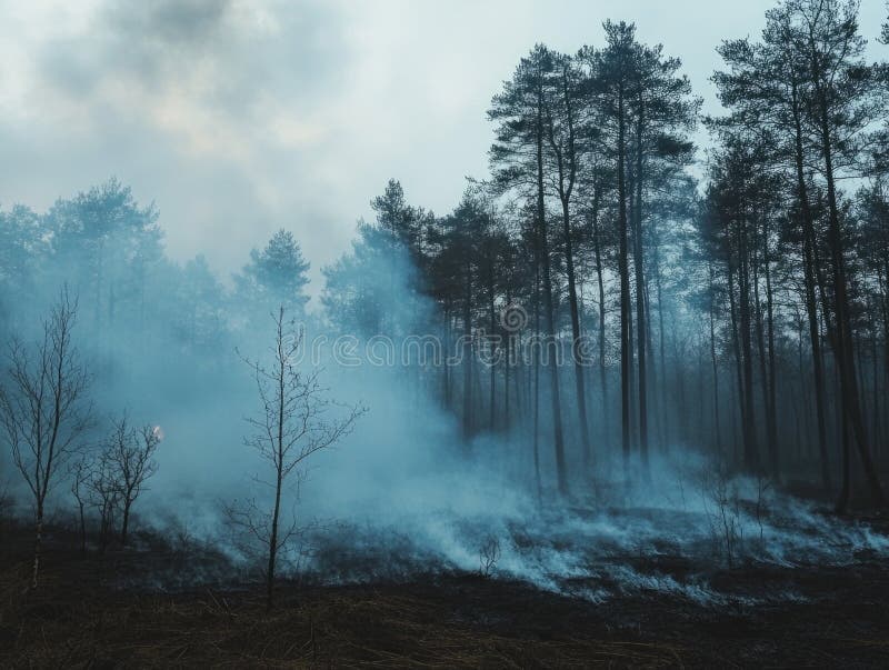 Raging Wildfires: Smoke and Flames in a Forest Stock Photo - Image of ...