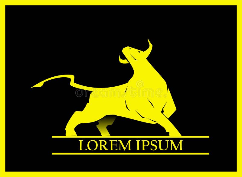Raging Yellow Wild Bull on Black Stock Vector - Illustration of bull ...