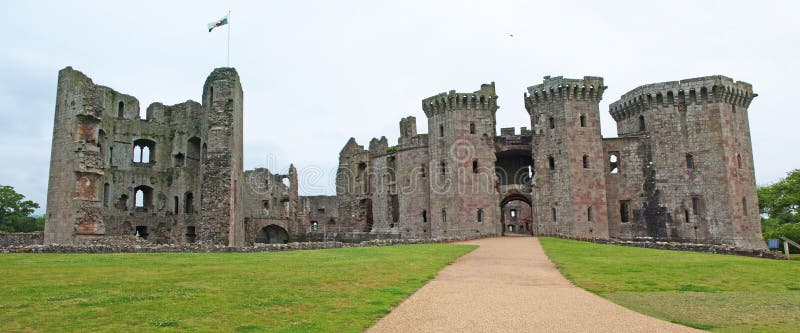 Raglan Castle ruins, Wales stock photo. Image of blue, ruined - 978542