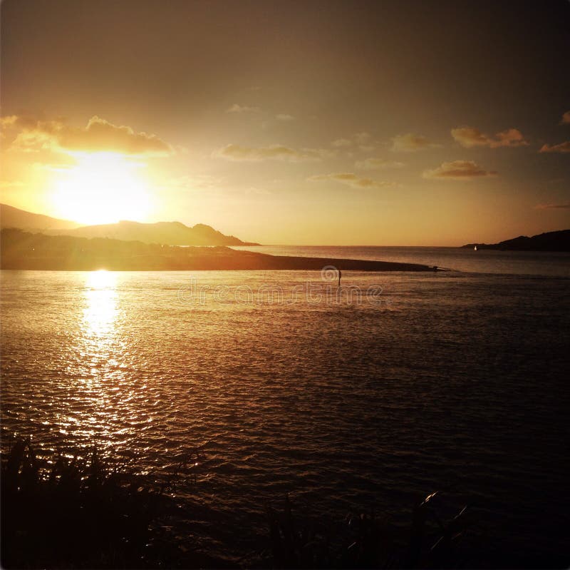 Sunset at Raglan, New Zealand Stock Image - Image of trees, water: 5820723