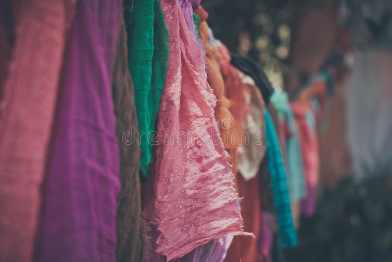 Rags of Rainbow Colors Tied To a Rope Stock Image - Image of sitting ...
