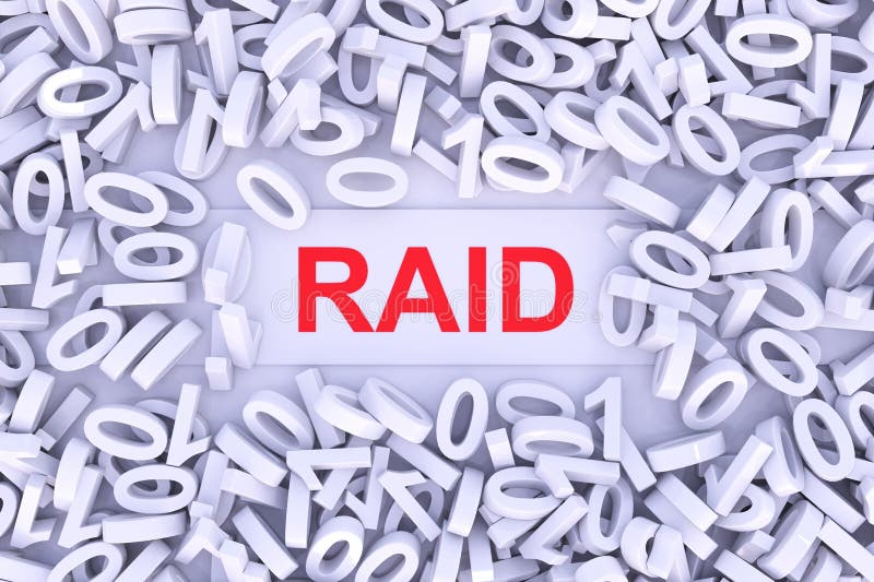 RAID Concept with Scattered Binary Code 3D Stock Illustration ...