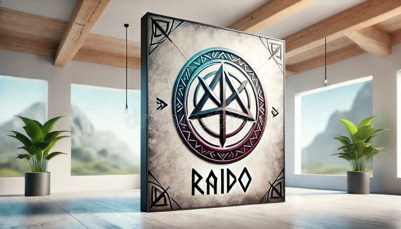 Depiction of the Raido Rune with Ancient Symbol and Runic Font Stock ...