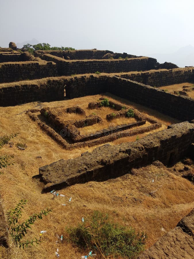 Raigad fort top View stock image. Image of rock, fort - 195768229
