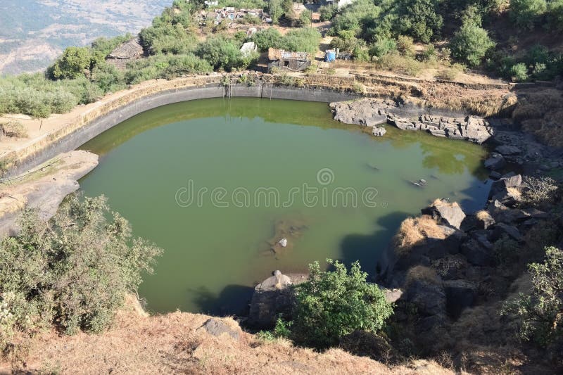 Raigad fort - water lake stock photo. Image of reflection - 271210592