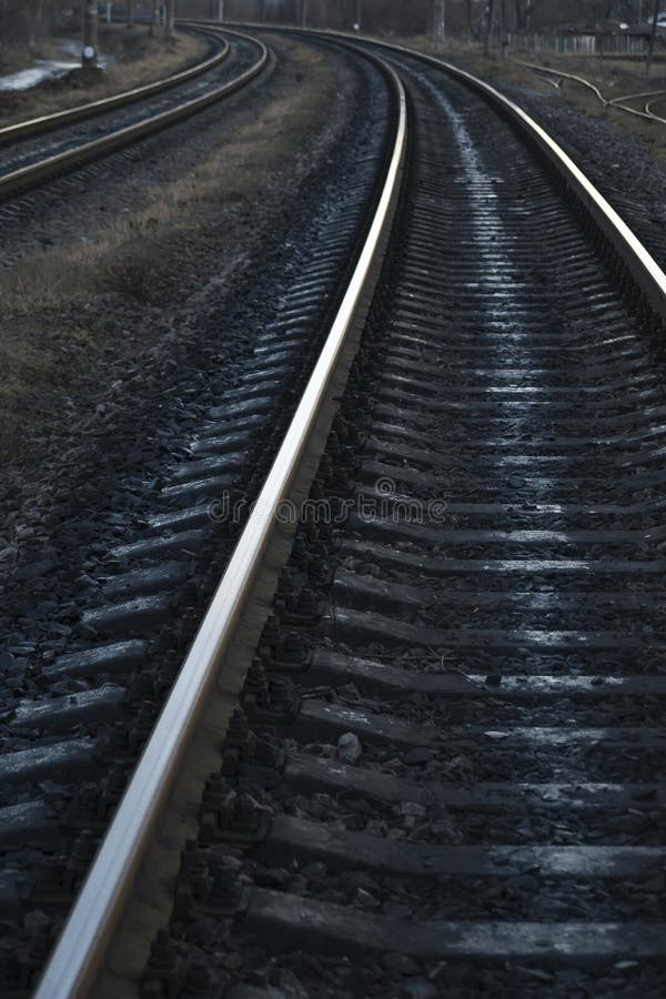 Rail Branching. Railway Close Up. Rails for High-speed Trains Stock ...