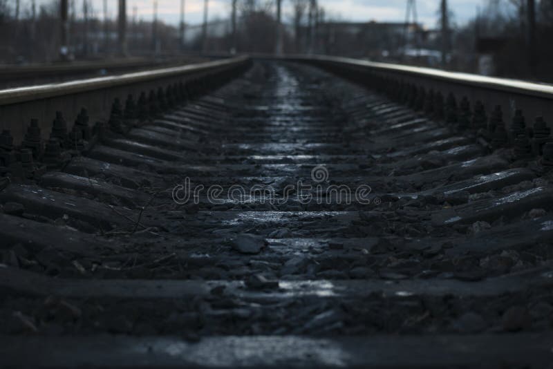 Rail Branching. Railway Close Up. Rails for High-speed Trains Stock ...