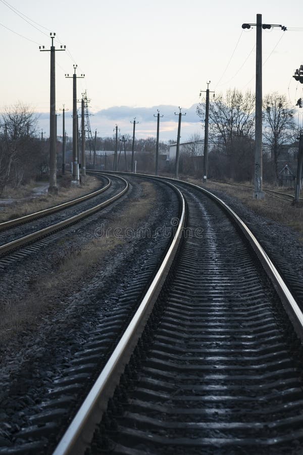 Rail Branching. Railway Close Up. Rails for High-speed Trains Stock ...