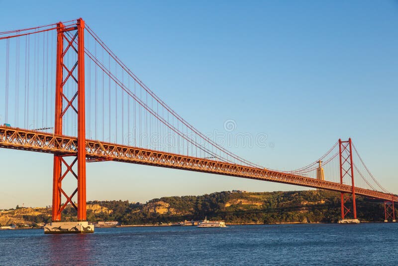 Rail Bridge in Lisbon, Portugal Stock Image - Image of long, boat ...