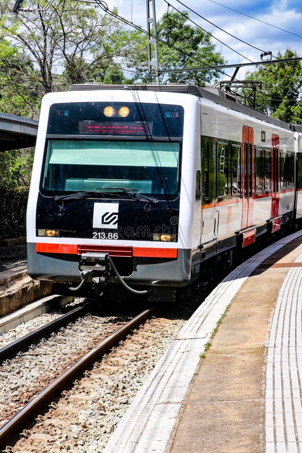 Rail Car on Rail Line in Barcelona Editorial Photography - Image of ...