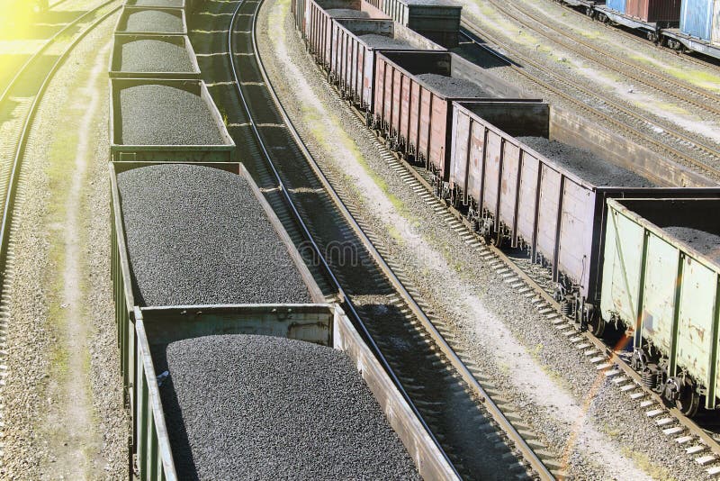 Rail Cars Loaded With Coal. Stock Photo - Image of industry ...