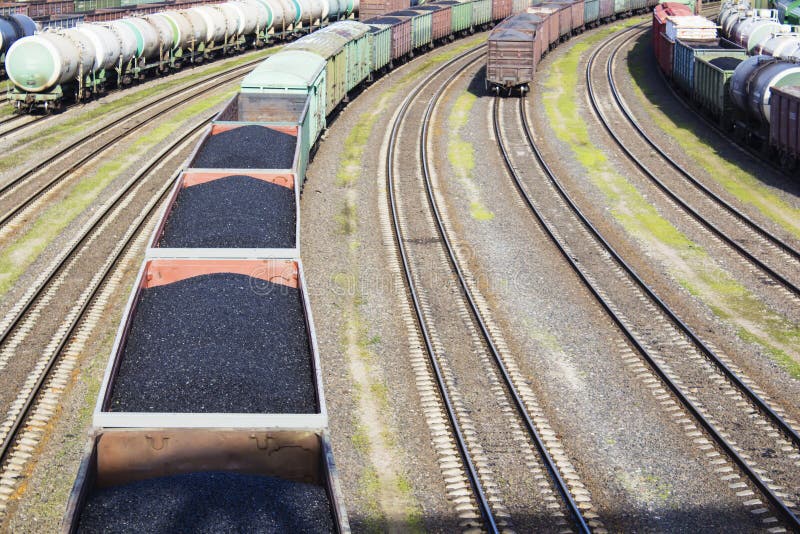 Rail Cars Loaded with Coal. Stock Photo - Image of cistern, cargo ...