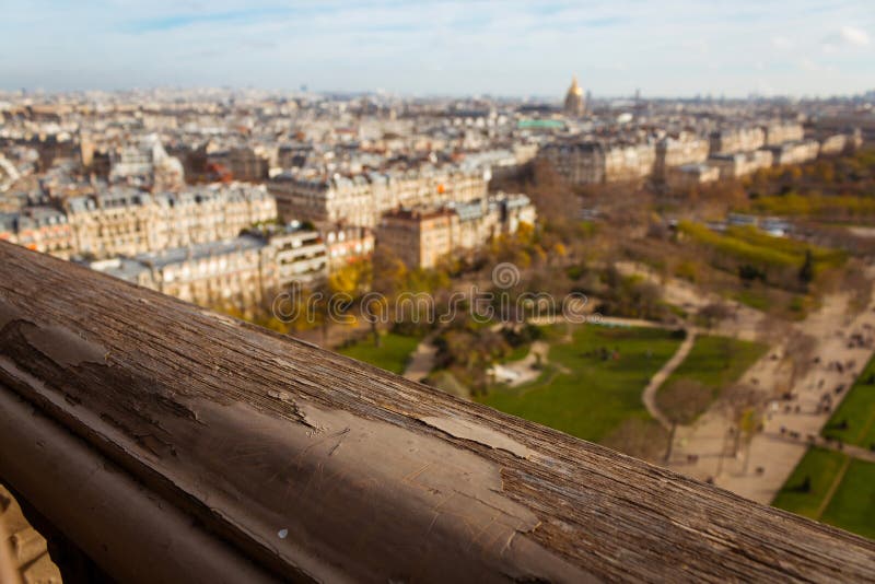 Rail of the Eiffel Tower and the View of Paris Stock Image - Image of ...