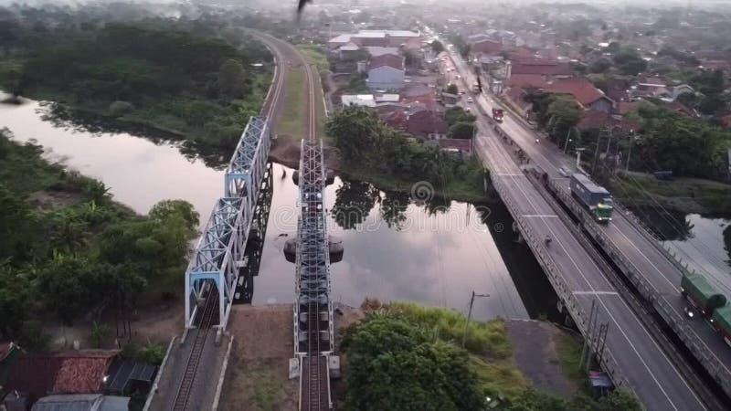 Rail and Highway Bridges Over Rivers Stock Footage - Video of view ...