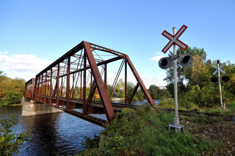 Rail Length Across The River On Steel Bridge Stock Photo - Image of ...
