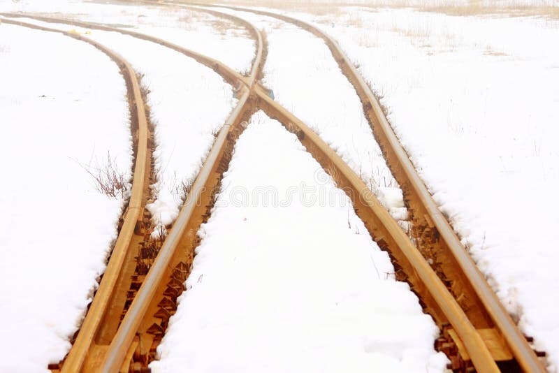 Rail line in snow stock photo. Image of line, snow, iron - 90800668